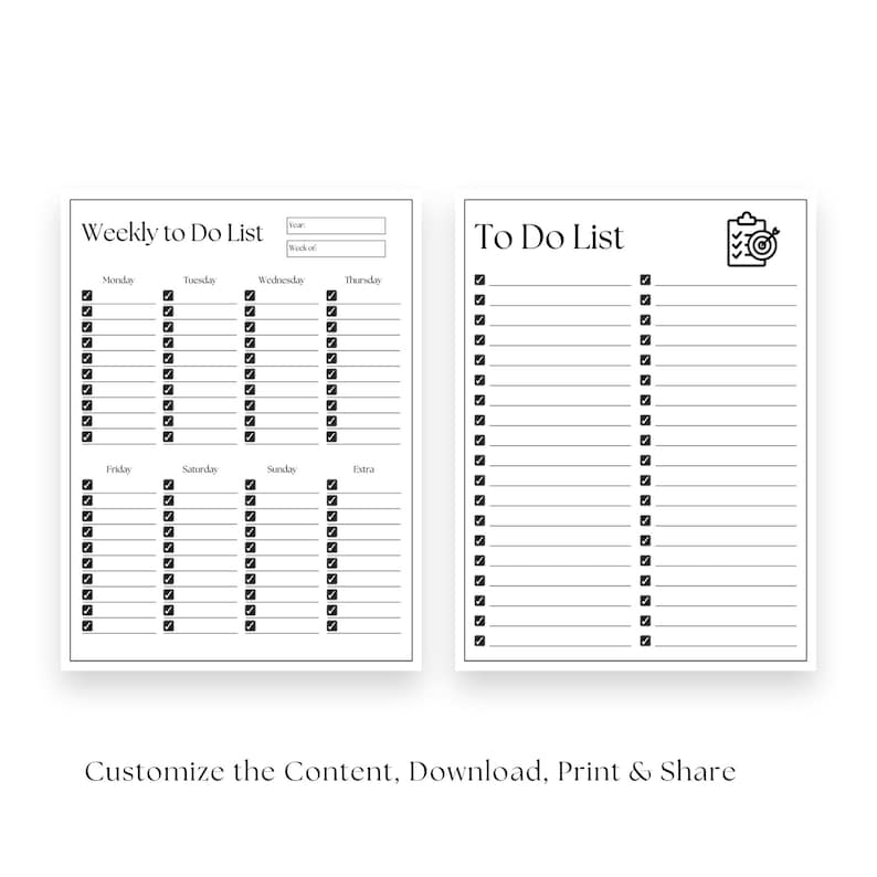 Editable Weekly to Do Checklist Template Printable Daily to - Etsy