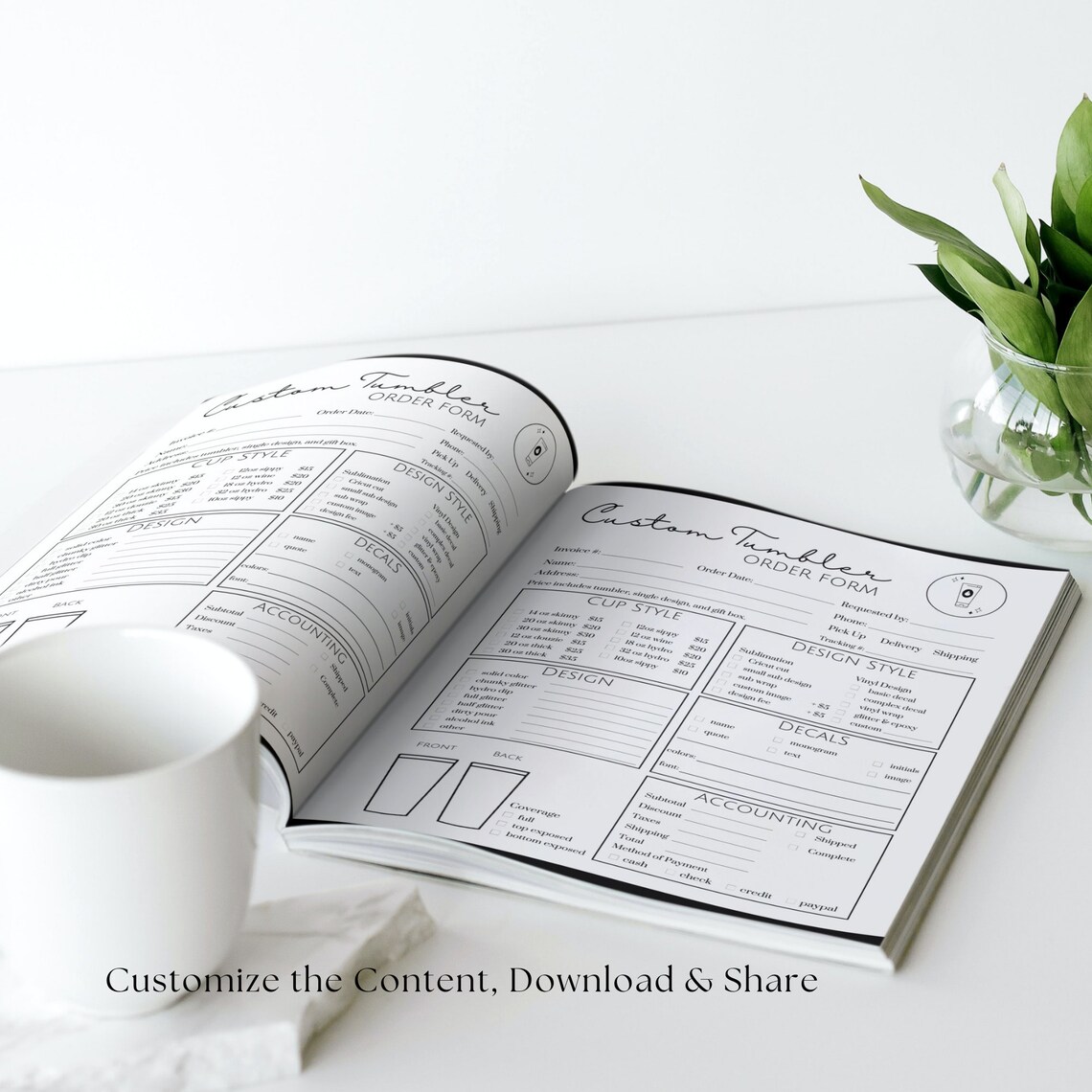 Editable Sublimation Tumbler Order Form Template, Custom Tumbler Form ...