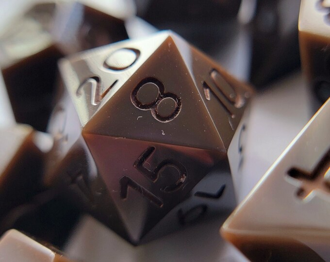 Milk Chocolate 9 Piece Sharp Edge Polyhedral Dice Set D&D, Roleplaying ...