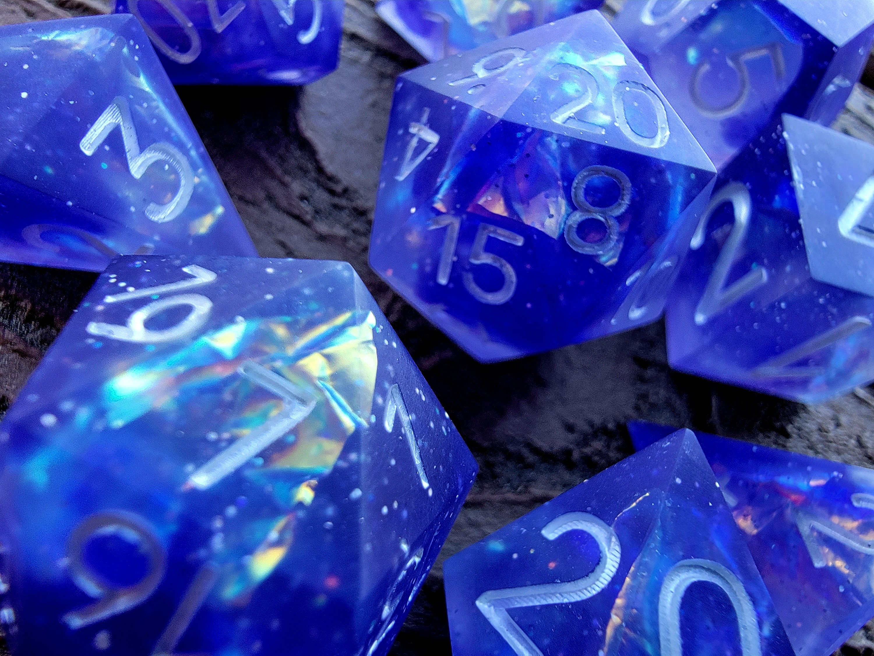 Cosmic Moonstone, Matte Finish 9 Piece Sharp Edge Dice Set Dnd ...