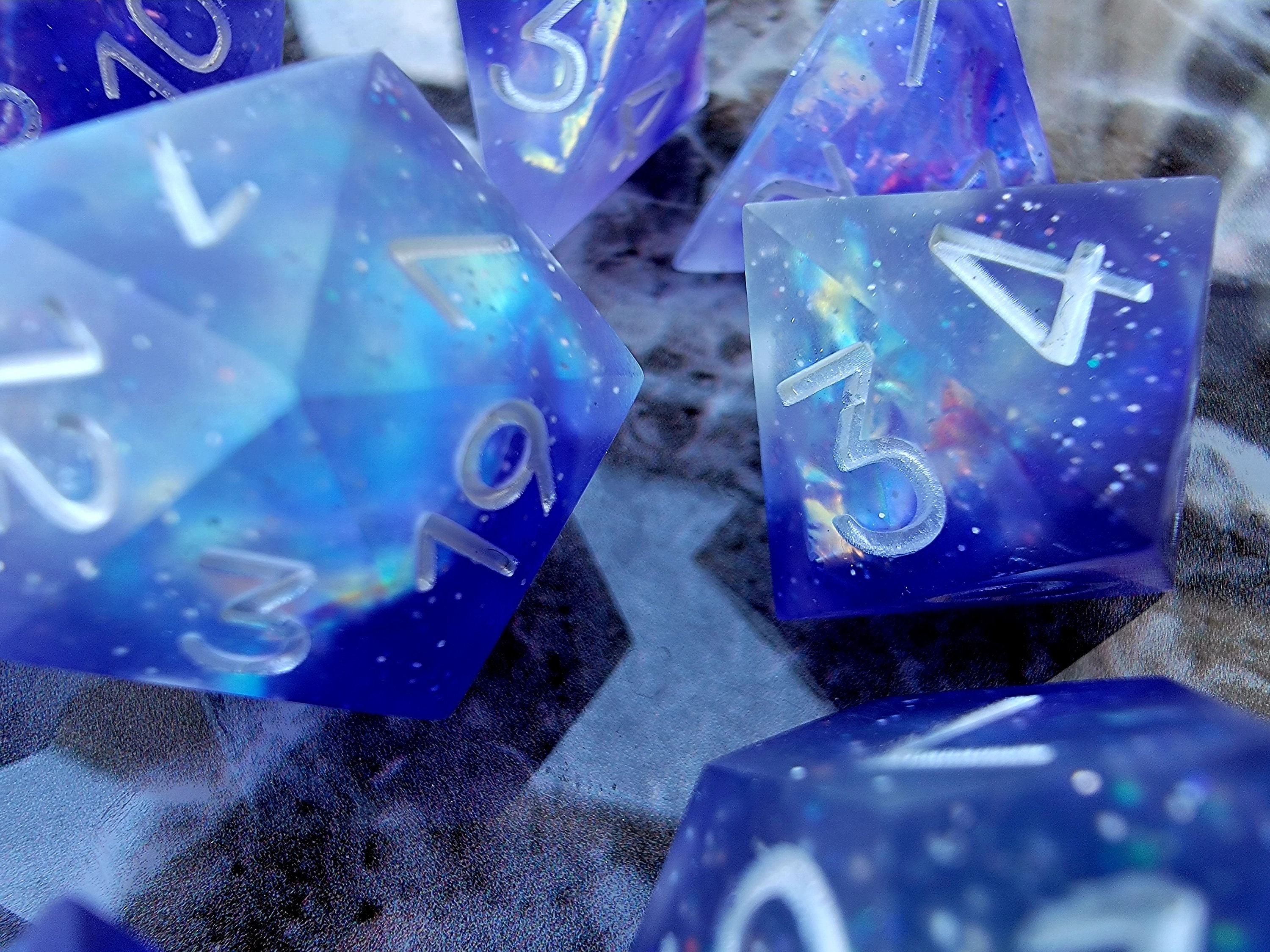 Cosmic Moonstone, Matte Finish 9 Piece Sharp Edge Dice Set Dnd, Tabletop Gaming, Roleplaying ...