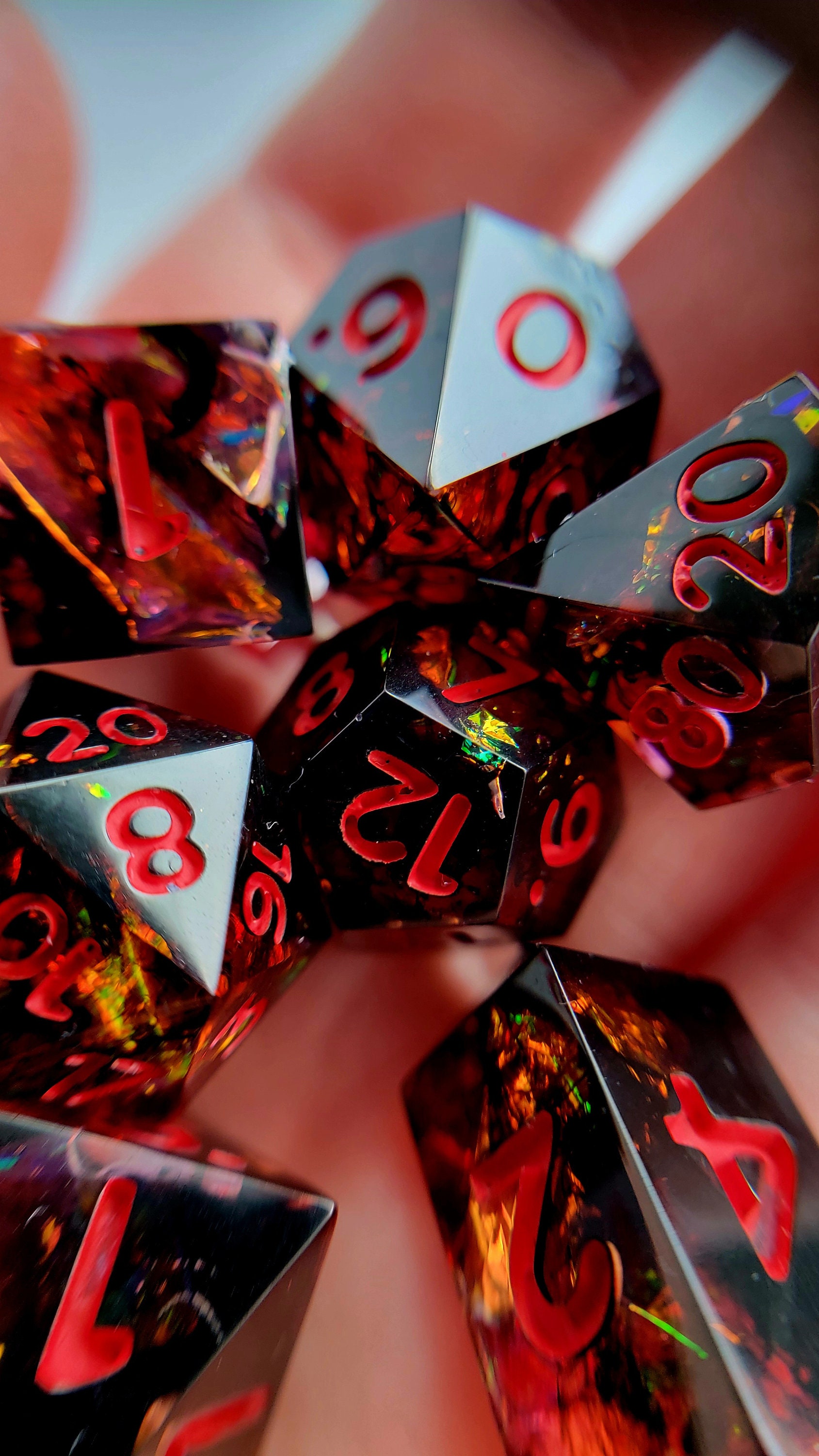 Fire Nebula 7 Piece Sharp Edge Dice Set D&D, Roleplaying Games, Table ...