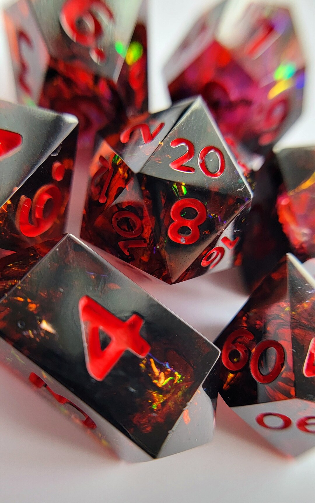 Fire Nebula| 7 Piece Sharp Edge Dice Set| D&D, Roleplaying Games, Table Top Gaming - Etsy