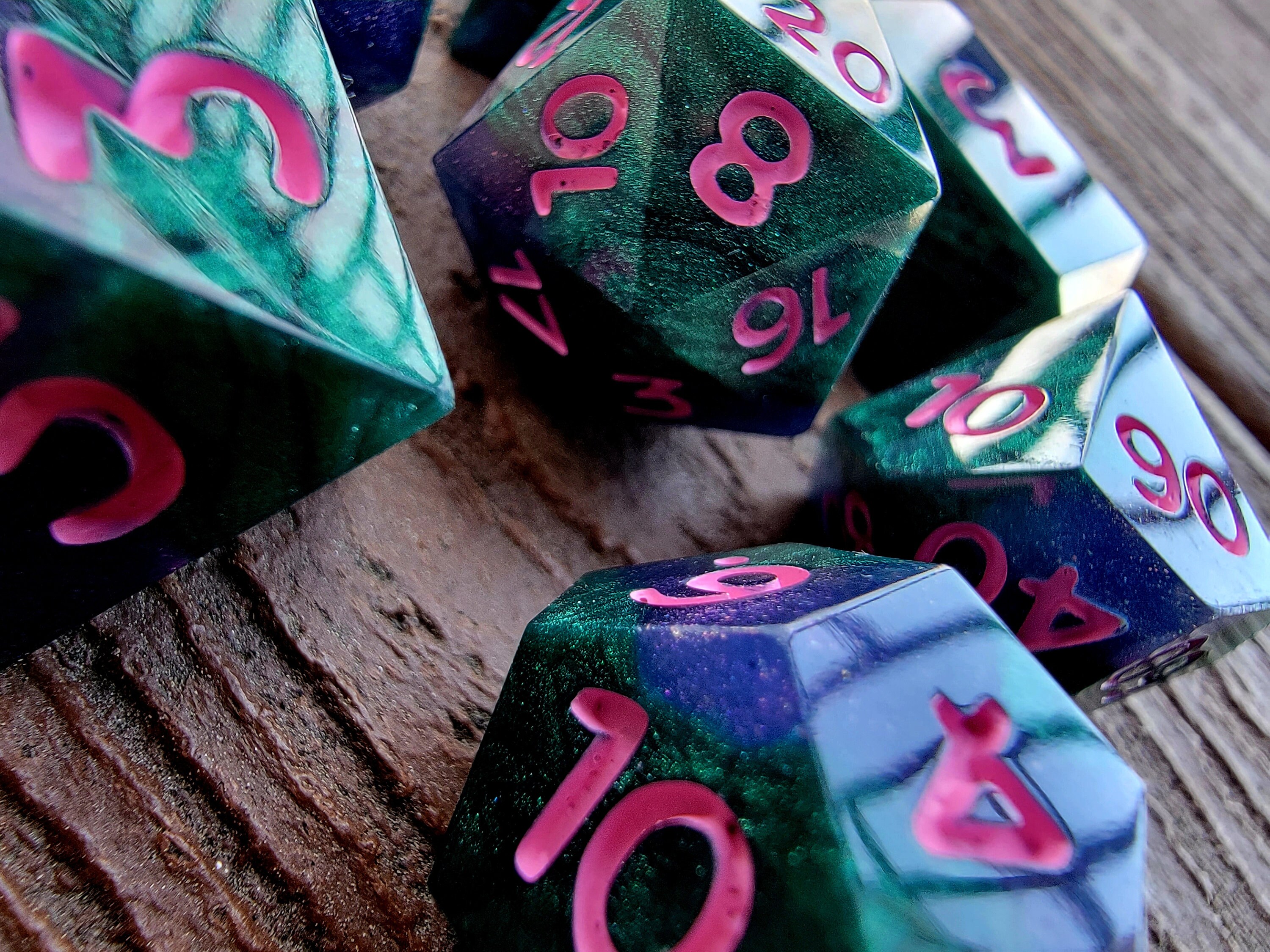 Elven Forest 7 Piece Sharp Edge Dice Set Dnd Roleplaying - Etsy