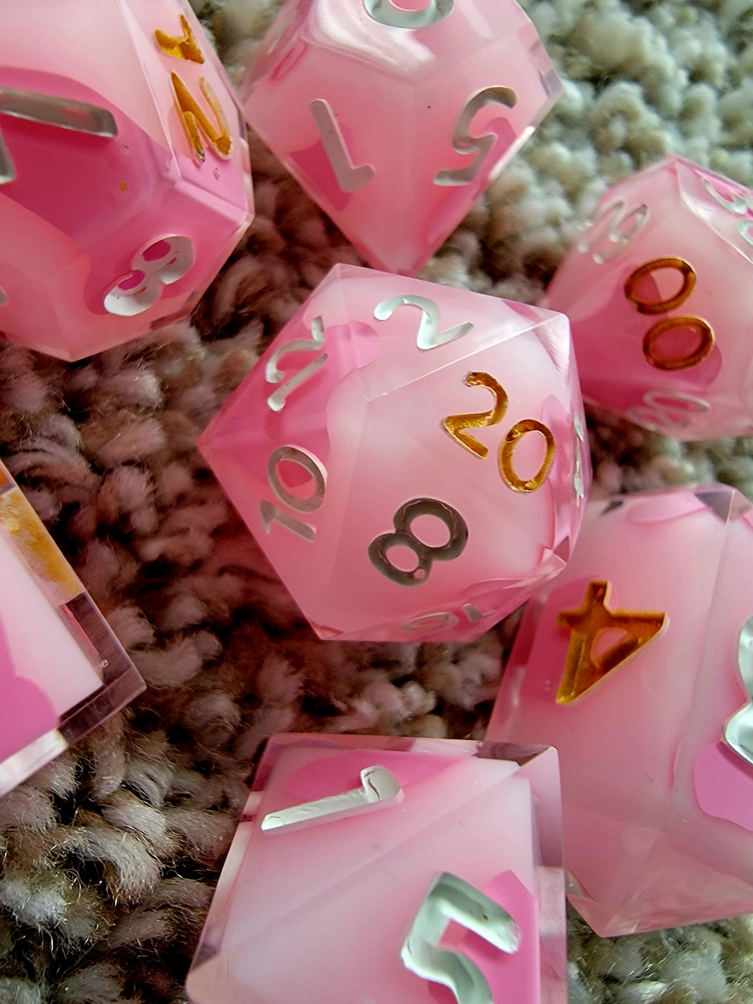 Strawberry Milk Cow 7 Piece Sharp Edge Dice Set Dnd, Roleplaying Games ...