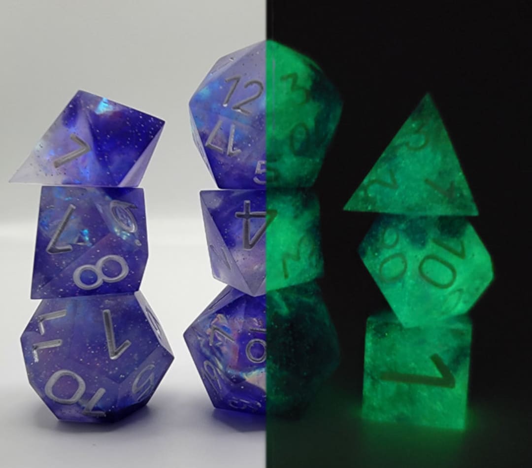 Cosmic Moonstone, Matte Finish 9 Piece Sharp Edge Dice Set Dnd ...