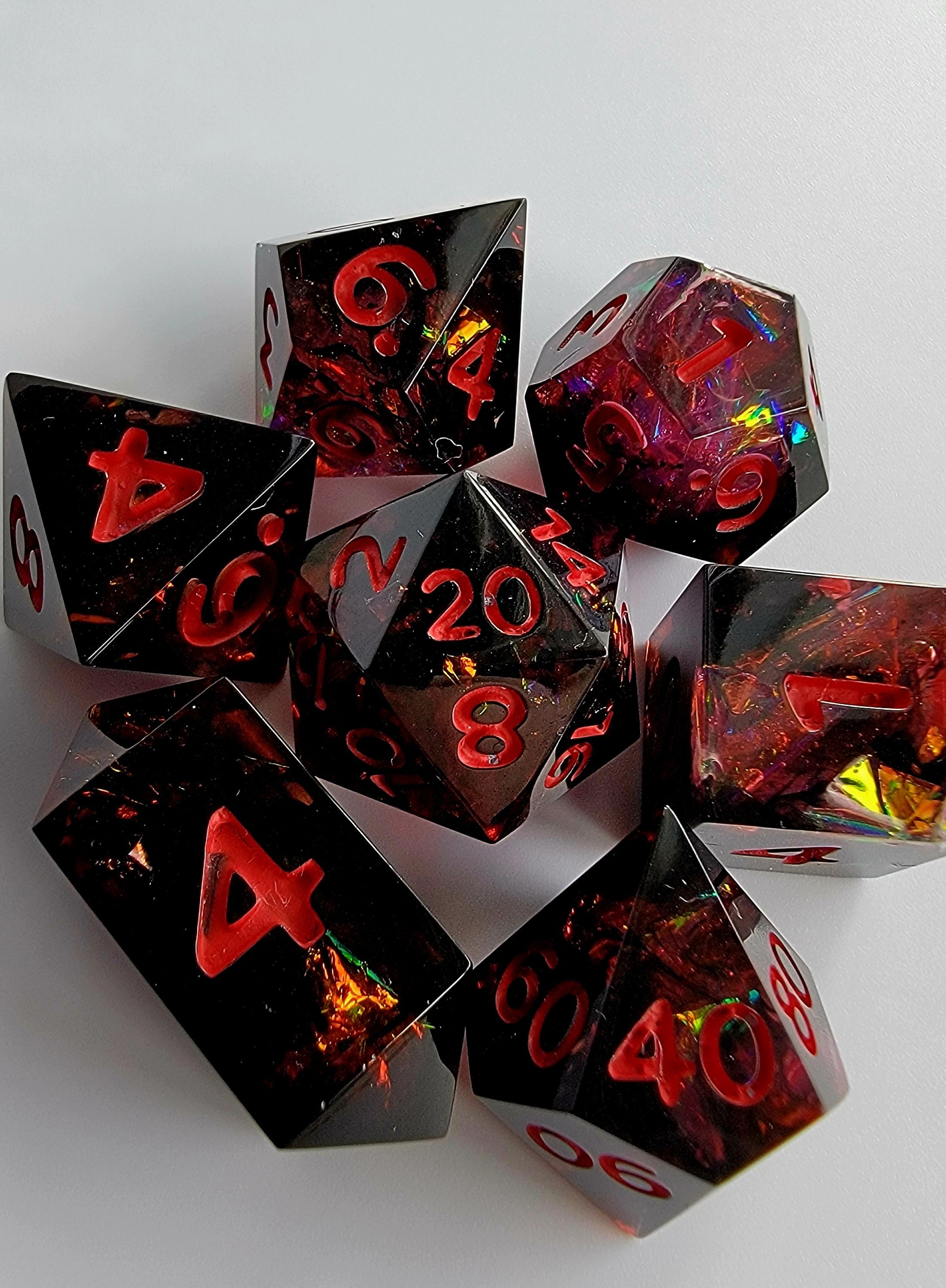 Fire Nebula 7 Piece Sharp Edge Dice Set D&D, Roleplaying Games, Table ...