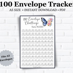 A5 100 Envelope Challenge ~ Save 1050 Dollars ~ Low Income ~ Fits ...