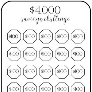 100 Dollar Savings Challenge ~ Save 4000 Dollars ~ Fits Inside A6 ...