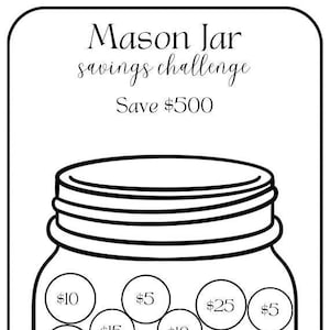 Mason Jar Savings Challenge: Save 500 Dollars, Printable A6 Envelope ...