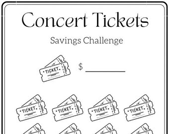 Concert Ticket Savings Tracker Budget Tracker Laminated Insert Cash ...