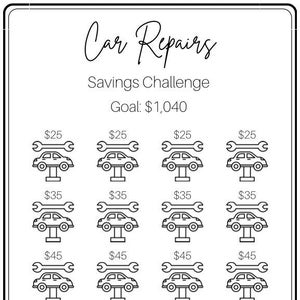 Car Repairs Fund ~ Save 1040 Dollars ~ Fits Inside A6 Cash Envelopes ...
