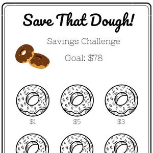 Mini Savings Challenge Donut Savings Challenge Save 78 Dollars Low ...