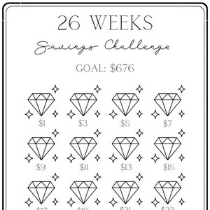 26 Weeks Challenge: Save 676 Dollars, Printable A6 Envelope Insert PDF ...