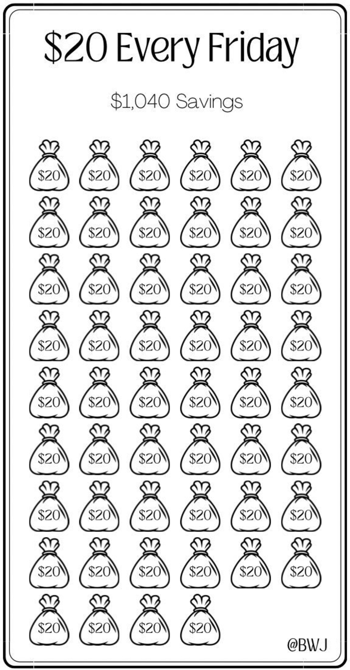 Mini Savings Challenge Save 20 Dollars Every Friday - Etsy Canada