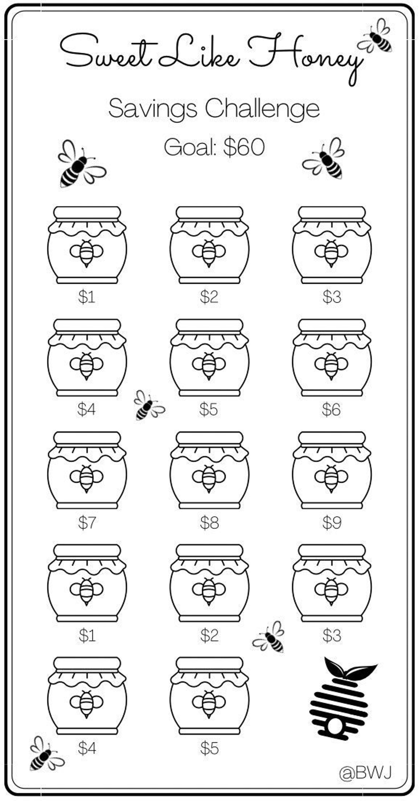 Mini Savings Challenge Sweet Like Honey Savings Challenge - Etsy