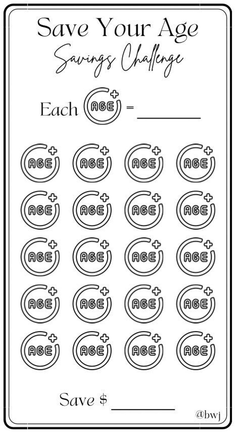 A7 Save Your Age Savings Challenge ~ Fits Inside A7 Envelopes ~ PDF - Etsy