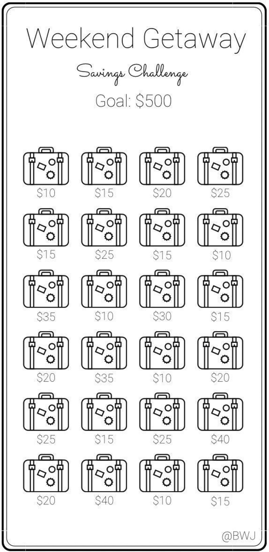 Mini Savings Challenge Weekend Getaway Savings Challenge - Etsy