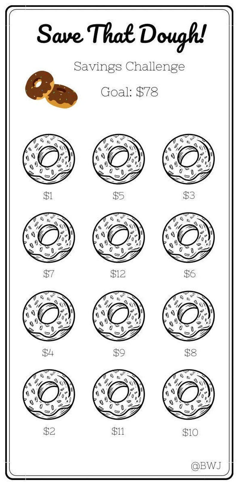 Mini Savings Challenge Donut Savings Challenge Save 78 - Etsy