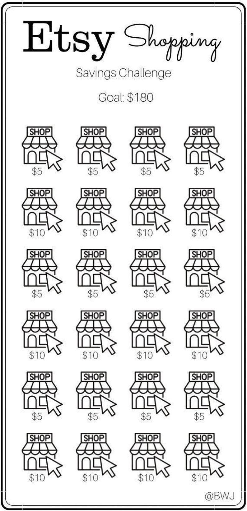 Mini Savings Challenge Etsy Shopping Savings Challenge - Etsy
