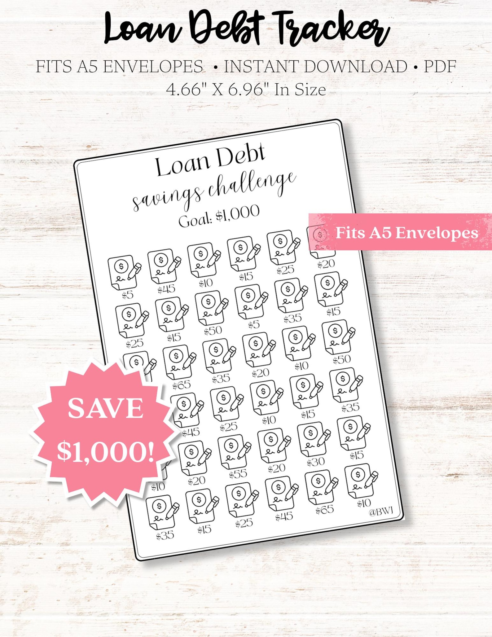A5 Loan Debt Savings Challenge ~ Save 1000 Dollars ~ Personal Finance ...