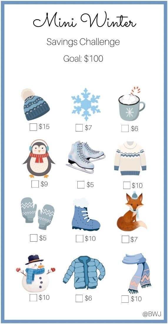 Mini Winter Savings Challenge Save 100 Low Income Fits - Etsy