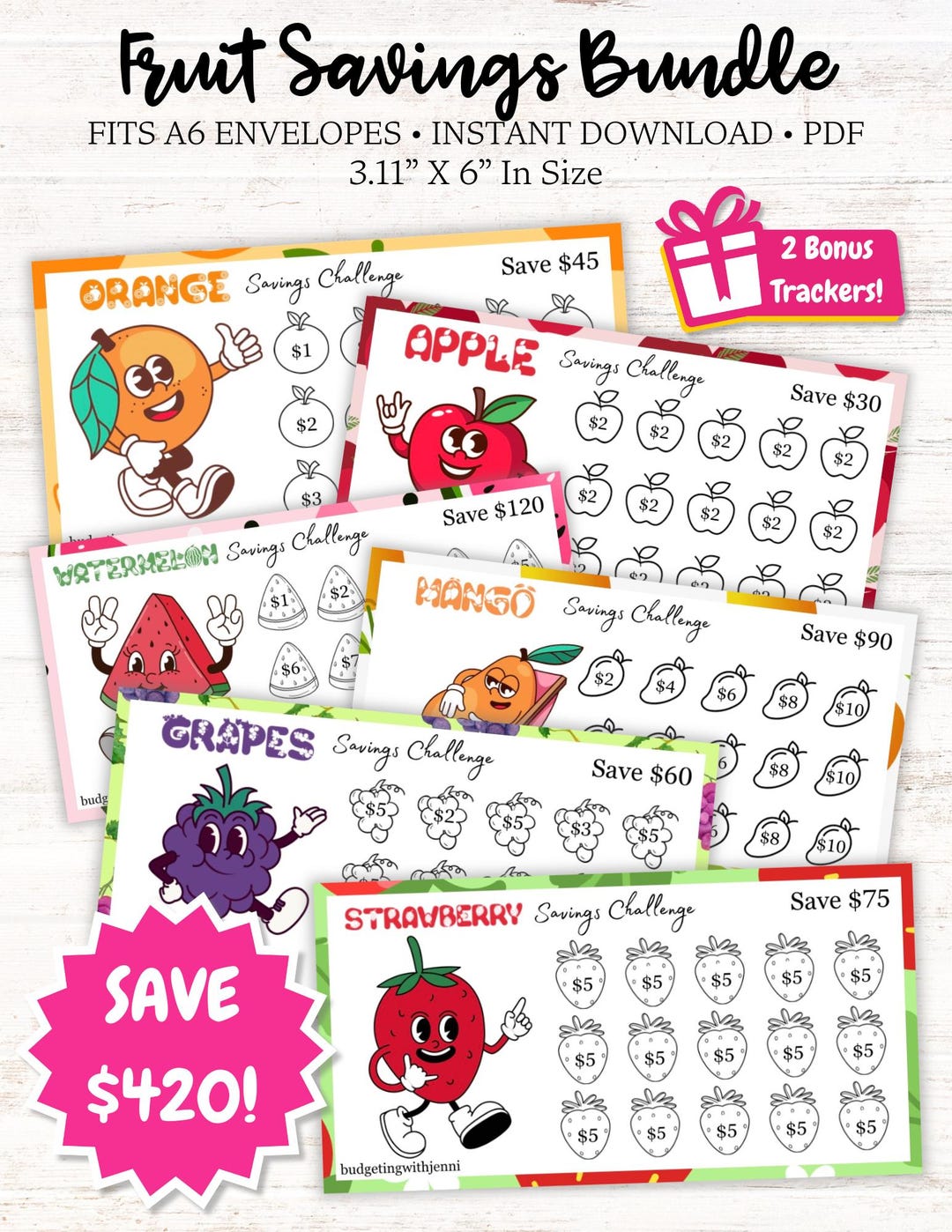 Fruit Savings Challenges: A6 Envelope Inserts (PDF Download) - Etsy