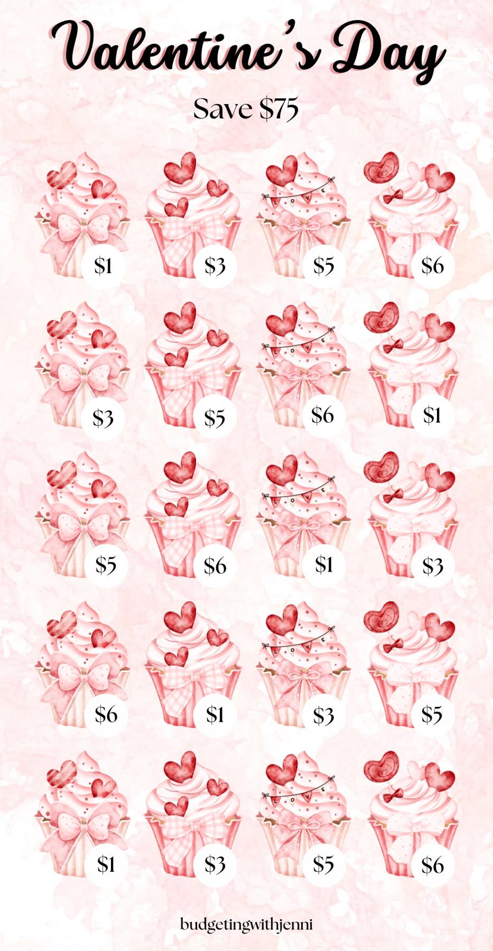 Valentine's Day Savings Challenge: A6 Envelope Budgeting (PDF Download ...