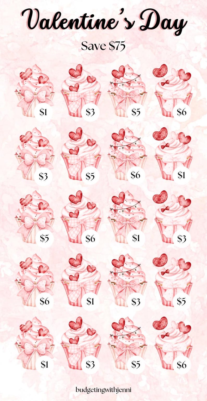 Valentine's Day Savings Challenge: A6 Envelope Budgeting (PDF Download ...