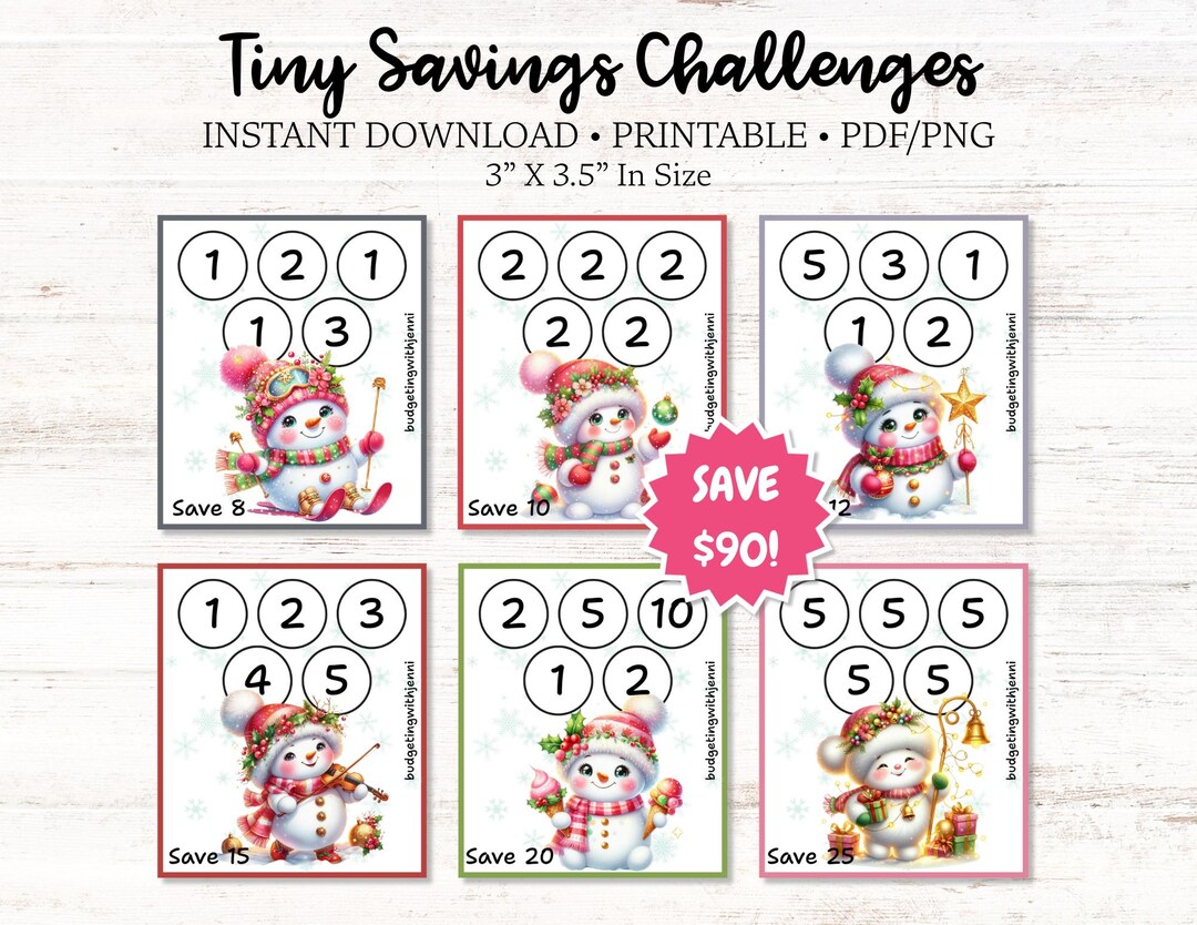 Holiday Snowman Savings Challenges ~ Save 90 Dollars ~ Low Income ~ PDF ...
