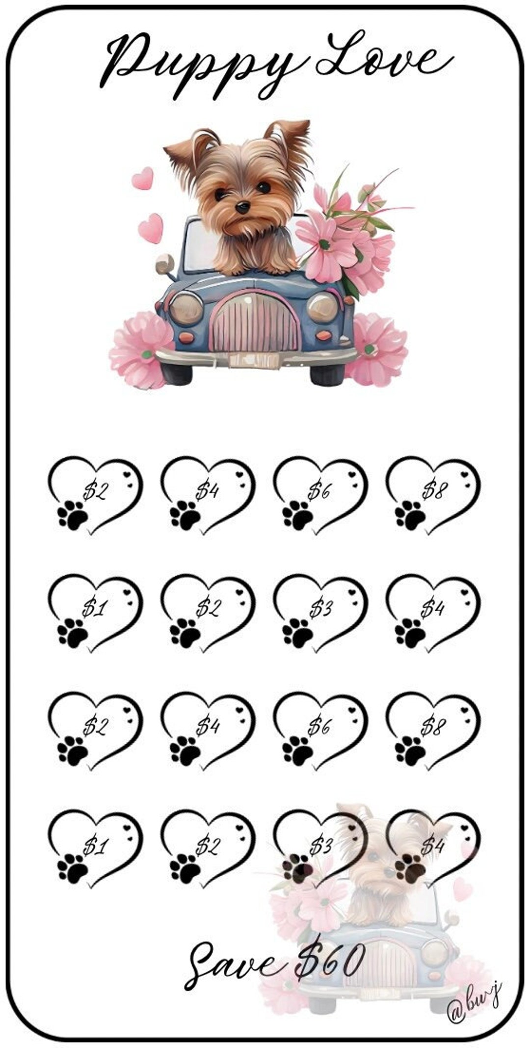 Puppy Love Savings Challenge ~ Save 60 Dollars ~ Low Income ~ Fits ...