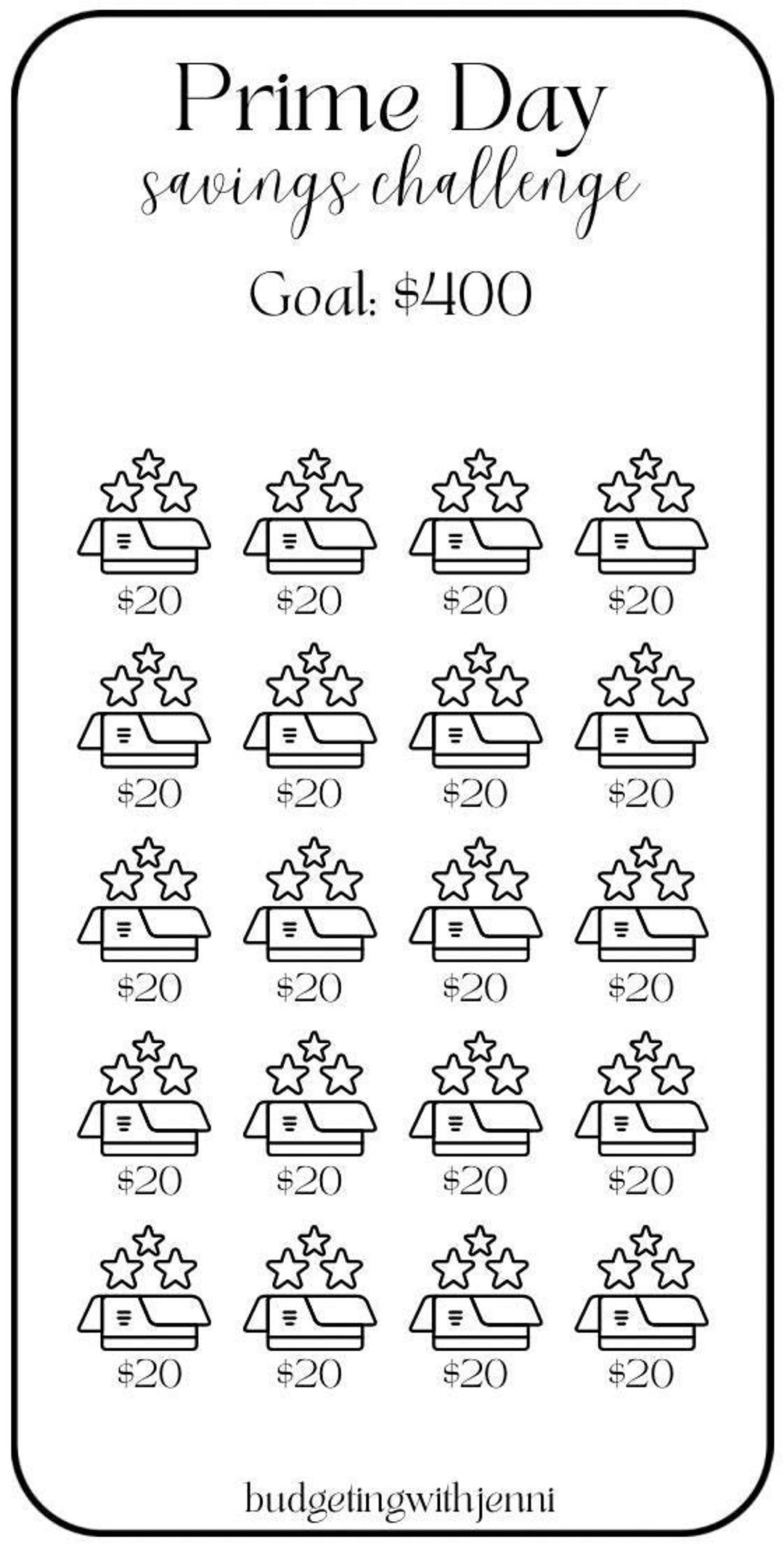 Prime Day Savings Challenge: Save 400 Dollars, Printable A6 Envelope ...