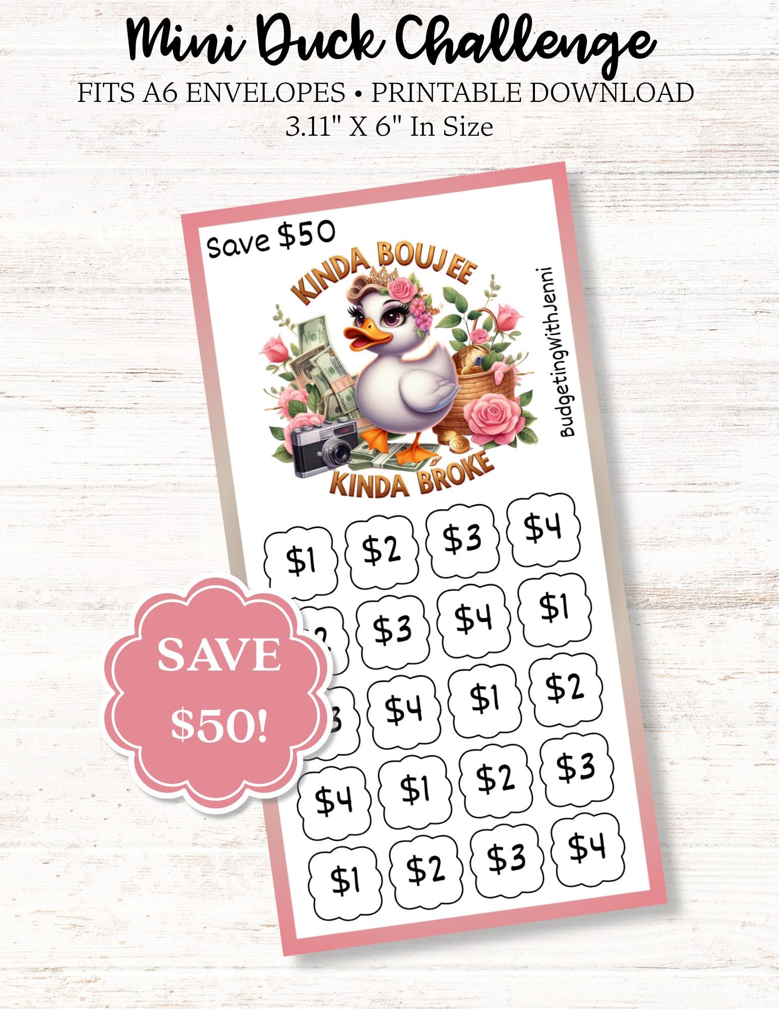 Duck Savings Challenge: A6 Envelope Insert (PDF) - Etsy