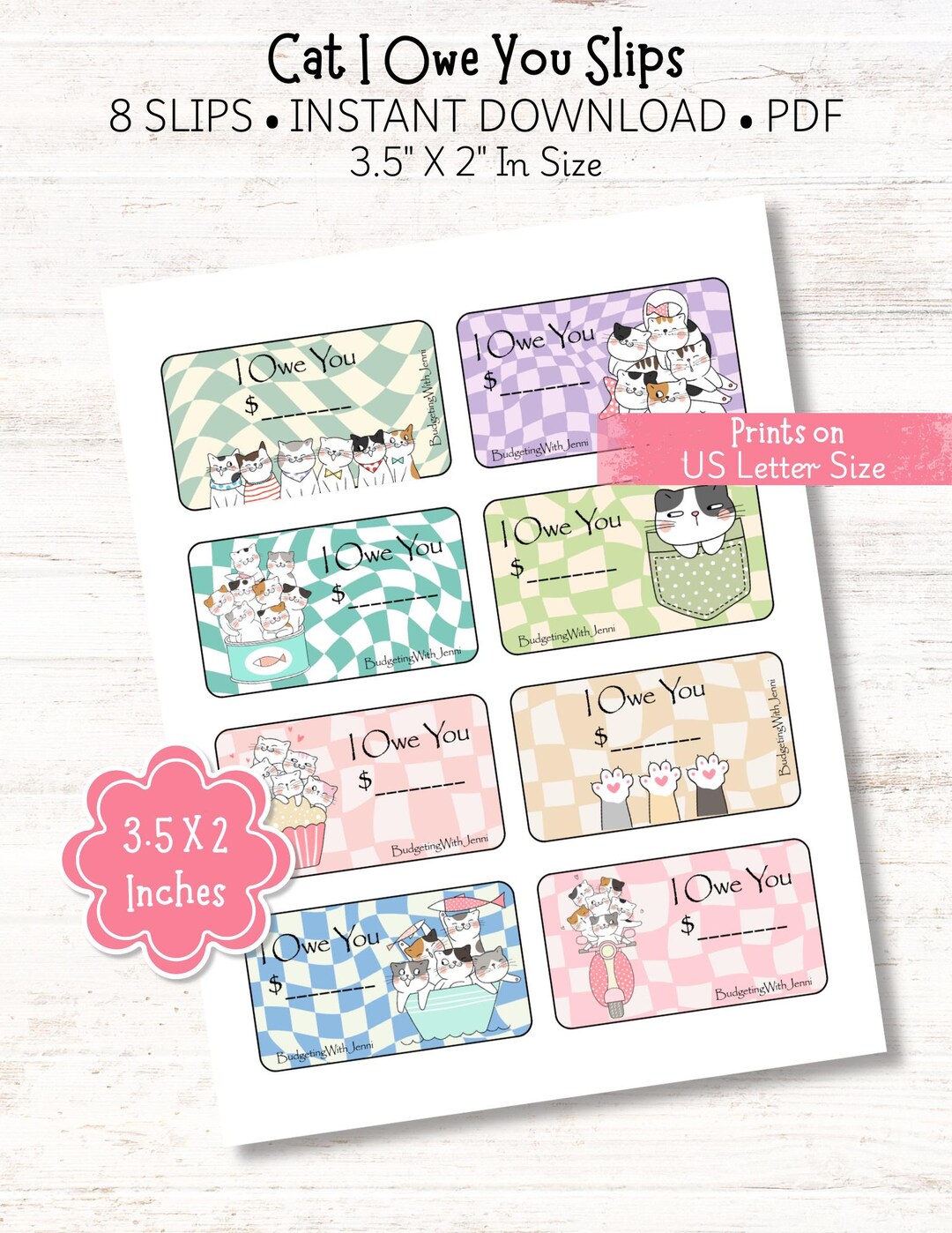 Cat IOU Slips: Printable (PDF Download) - Etsy