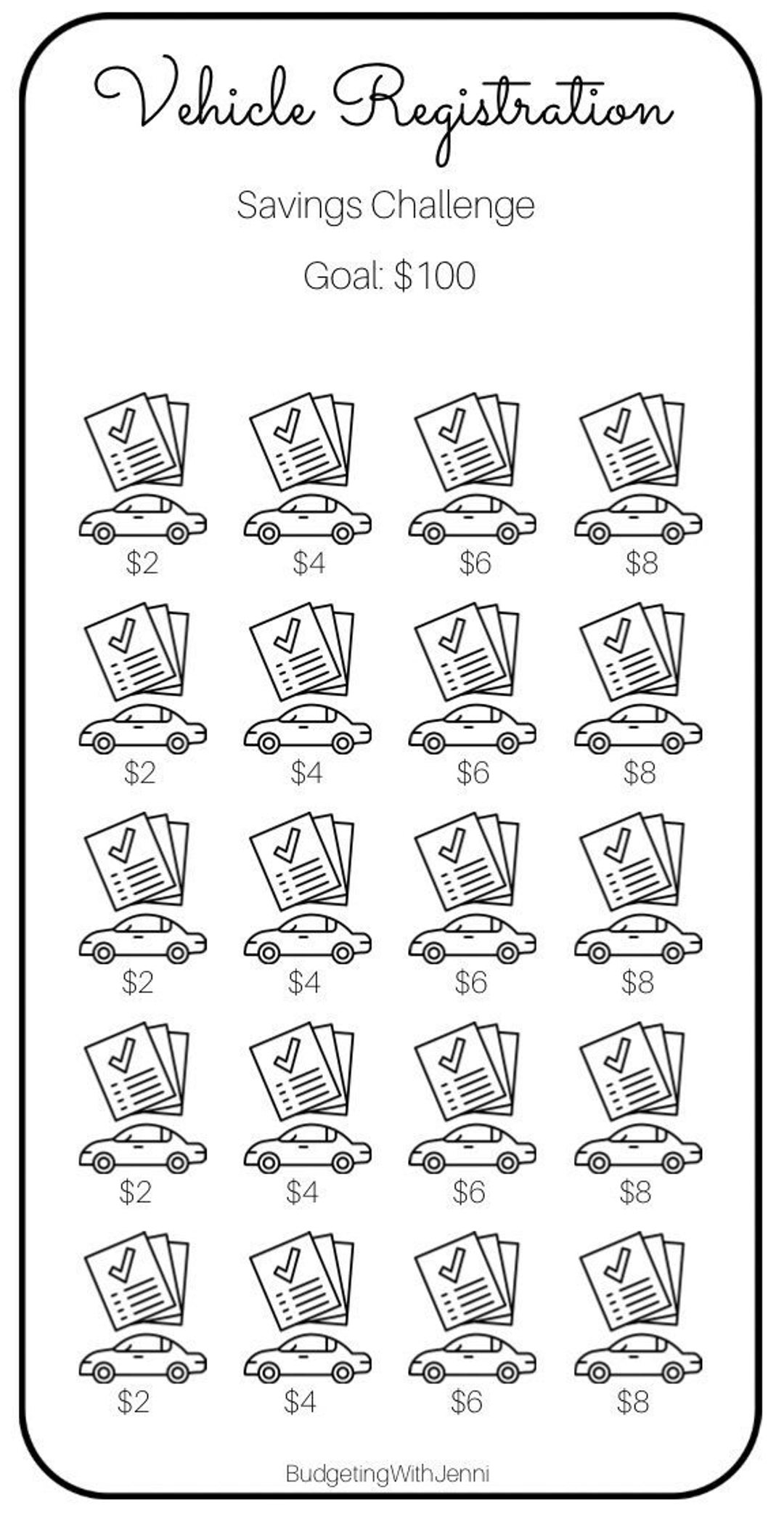 Vehicle Registration Savings Challenge ~ Car Registration Savings ...