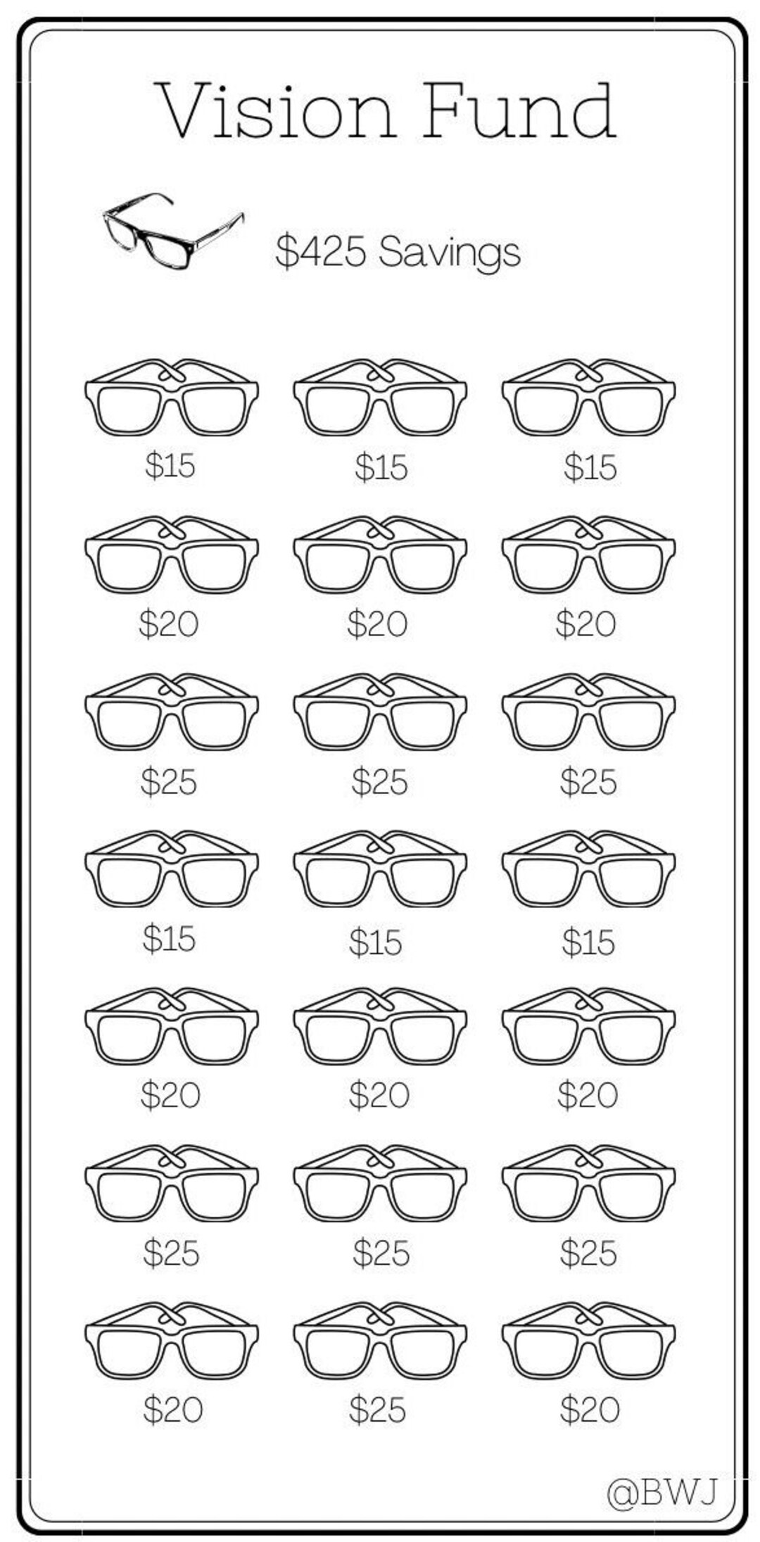 Mini Savings Challenge vision Fund Save 425 Dollars Fits - Etsy