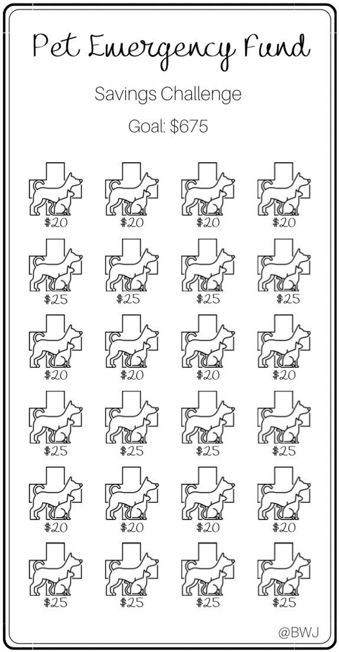 Pet Emergency Fund ~ Save 675 Dollars ~ Fits Inside A6 Envelopes ~ PDF ...