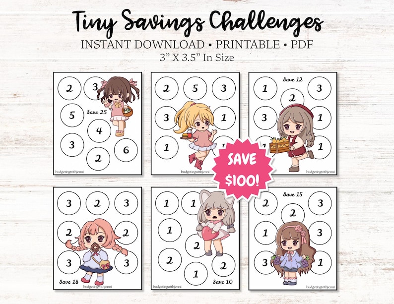 Anime Girl Savings Challenge: Low Budget Trackers (PDF) - Etsy
