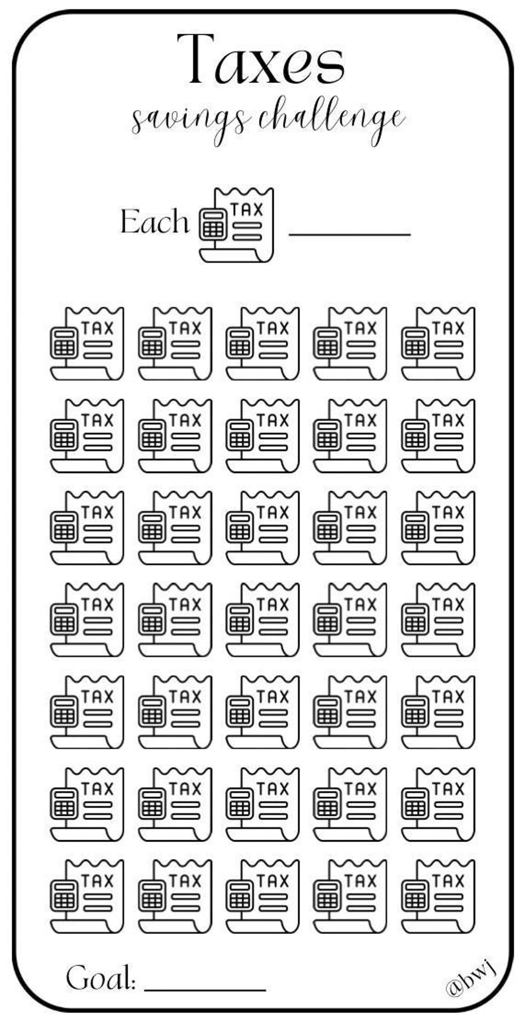 Taxes Savings Challenge ~ Personal Finance ~ Fits Inside A6 Envelopes ...
