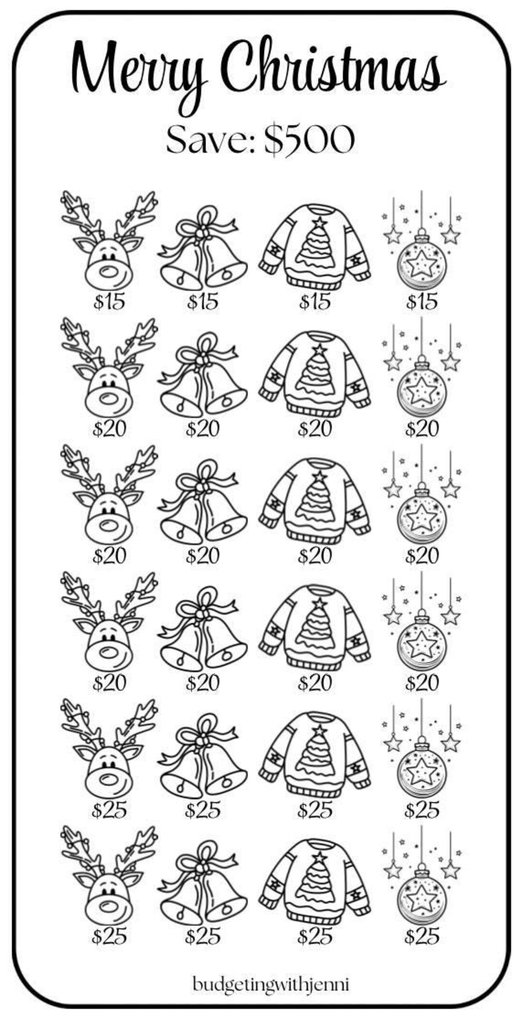 Merry Christmas Savings Challenge ~ Save 500 Dollars ~ Low Budget ...