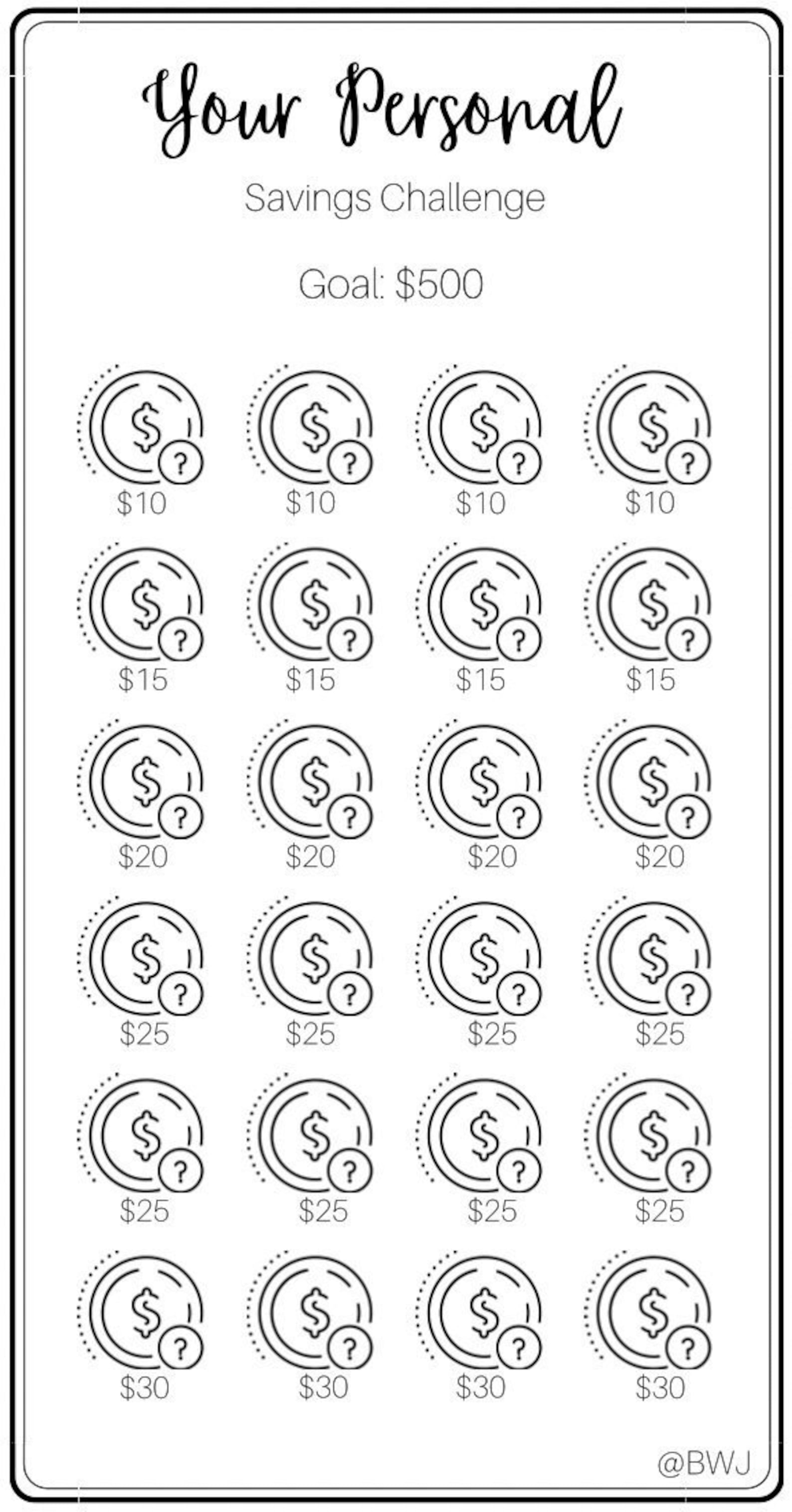 Mini Savings Challenge Your Personal Savings Challenge - Etsy
