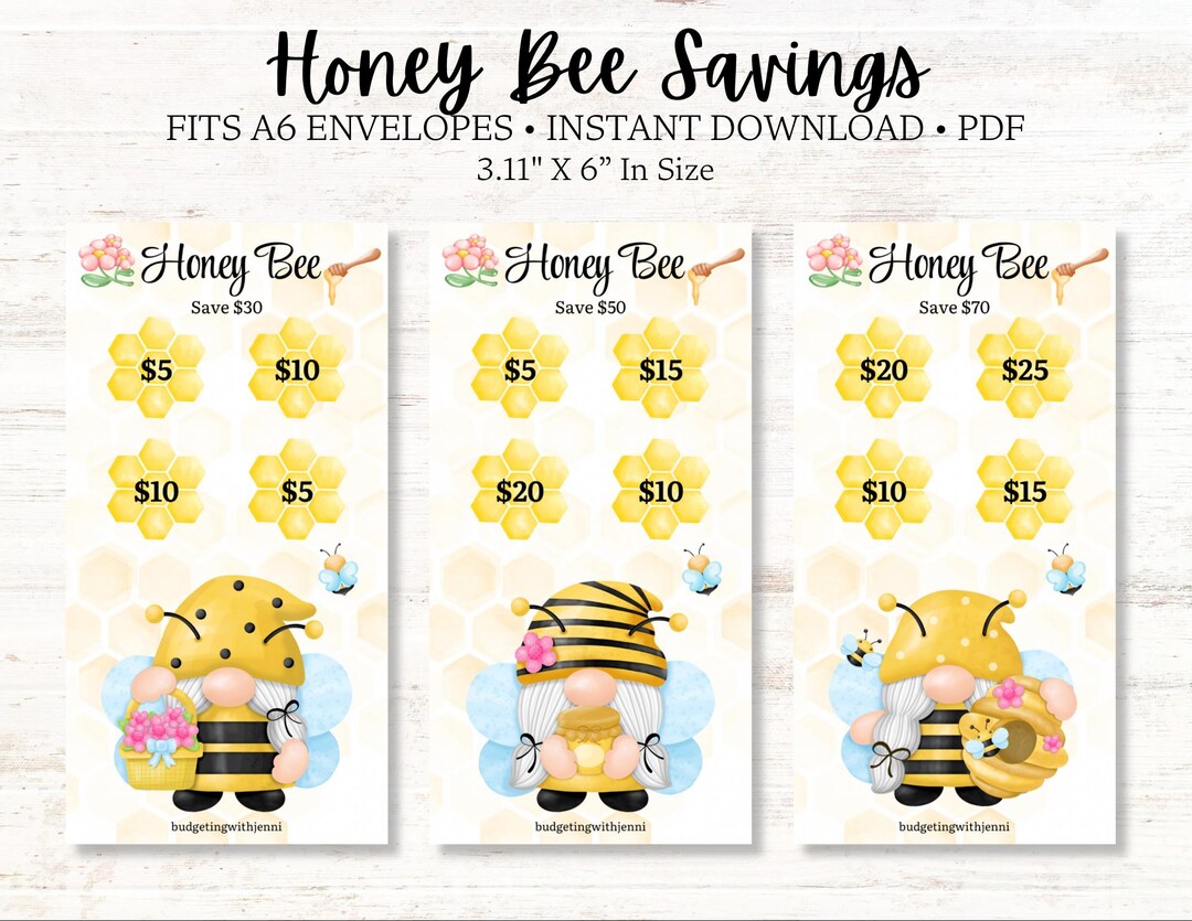 Honey Bee Savings Challenge: A6 Budget Binder Inserts (PDF Download) - Etsy
