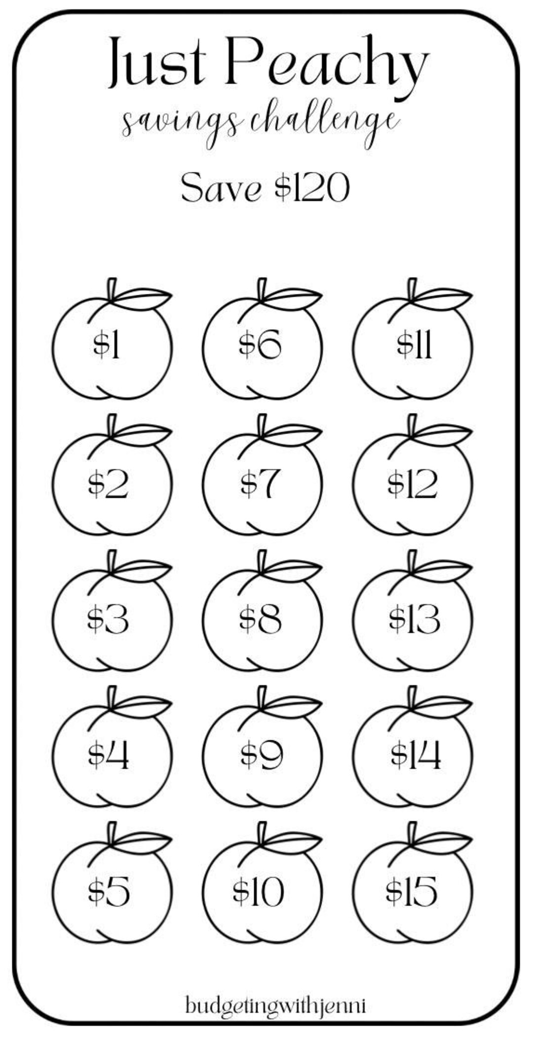 Just Peachy Savings Challenge ~ Save 120 Dollars ~ Low Income ~ Fits ...