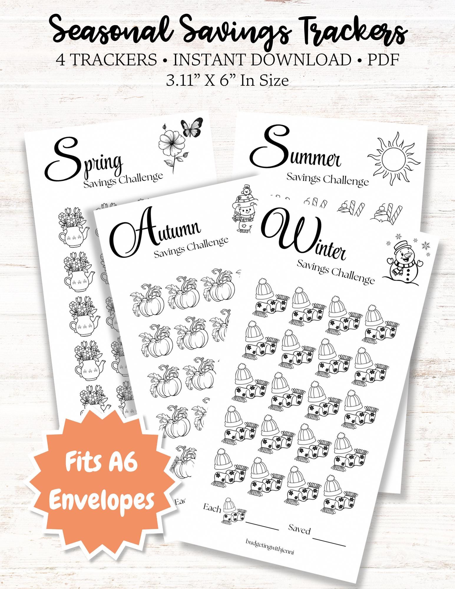 Seasonal Savings Trackers: Spring, Summer, Autumn and Winter, Printable ...