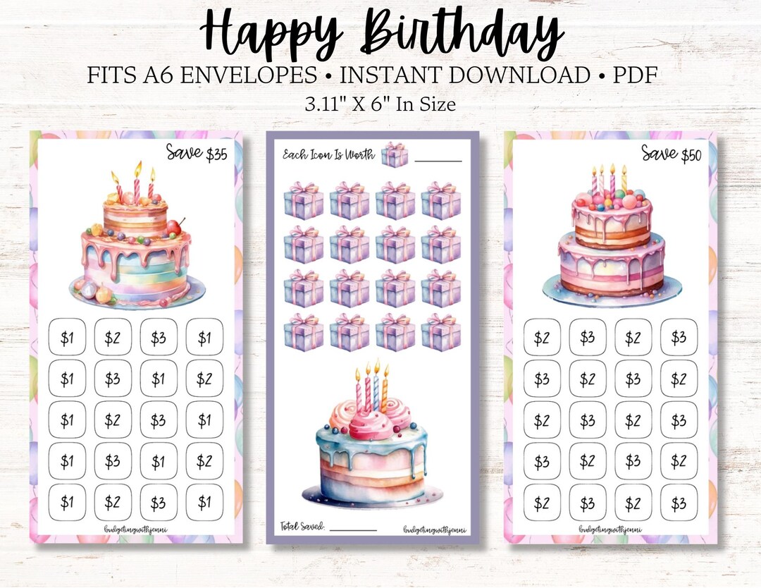 Birthday Savings Challenge: A6 Envelope Inserts (PDF Download) - Etsy