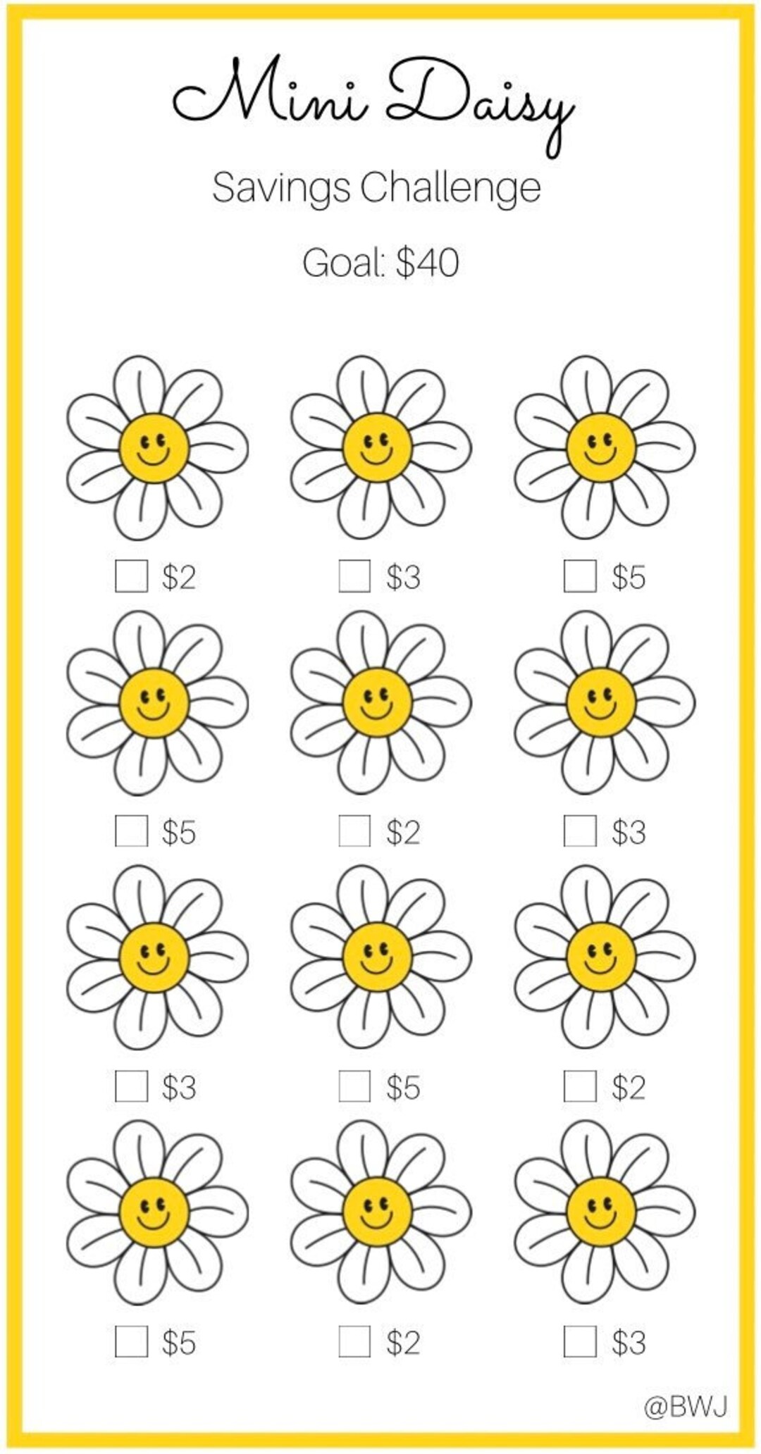 Mini Daisy Savings Challenge ~ Low Budget ~ Save 40 Dollars ~ Fits ...