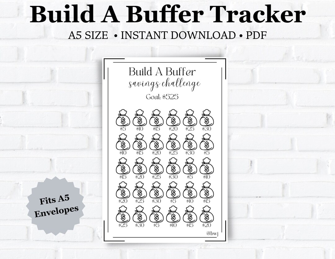 A5 Build A Buffer Savings Challenge ~ Save 525 Dollars ~ Low Budget ...