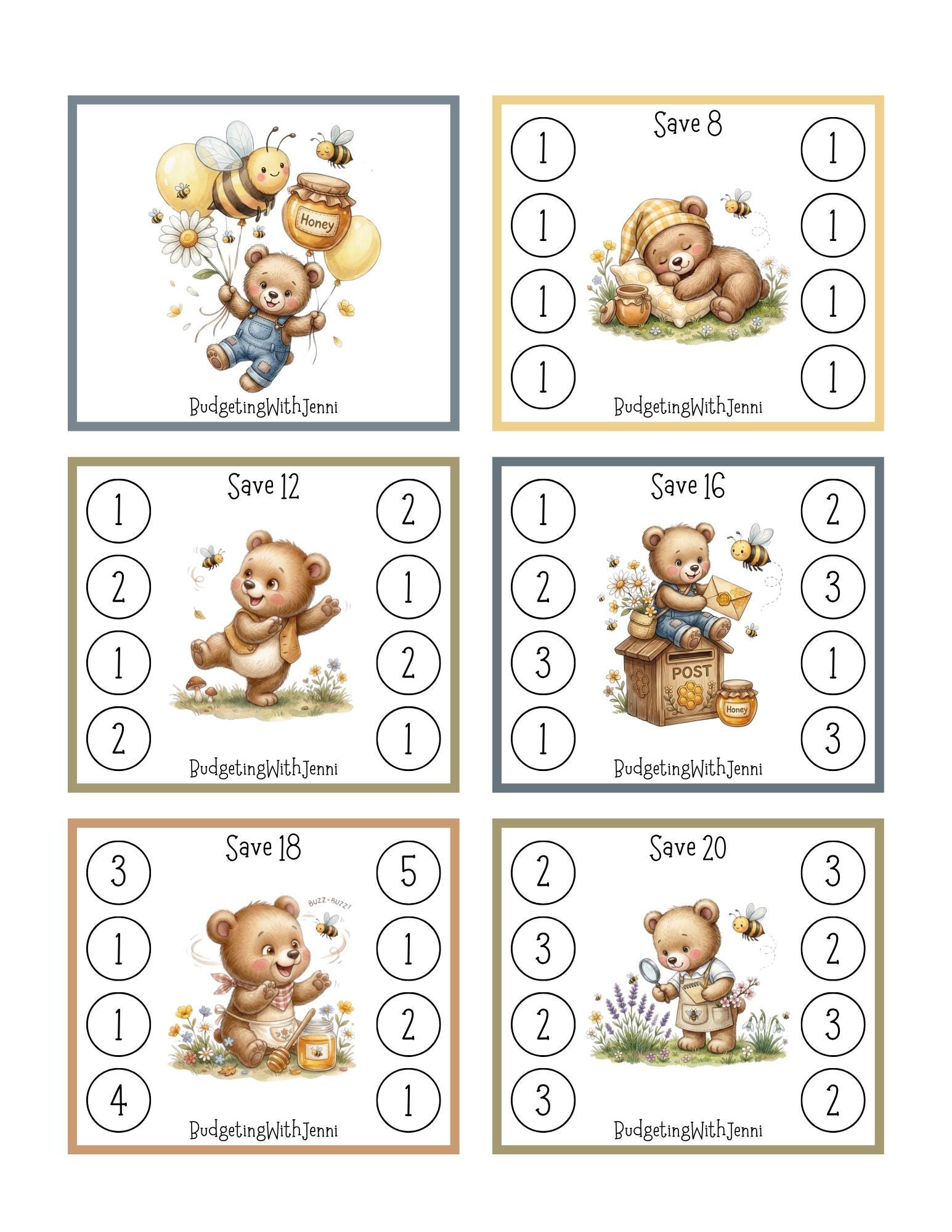 Honey Bear Savings Bundle, Roll & Save Challenges (digital Download) - Etsy