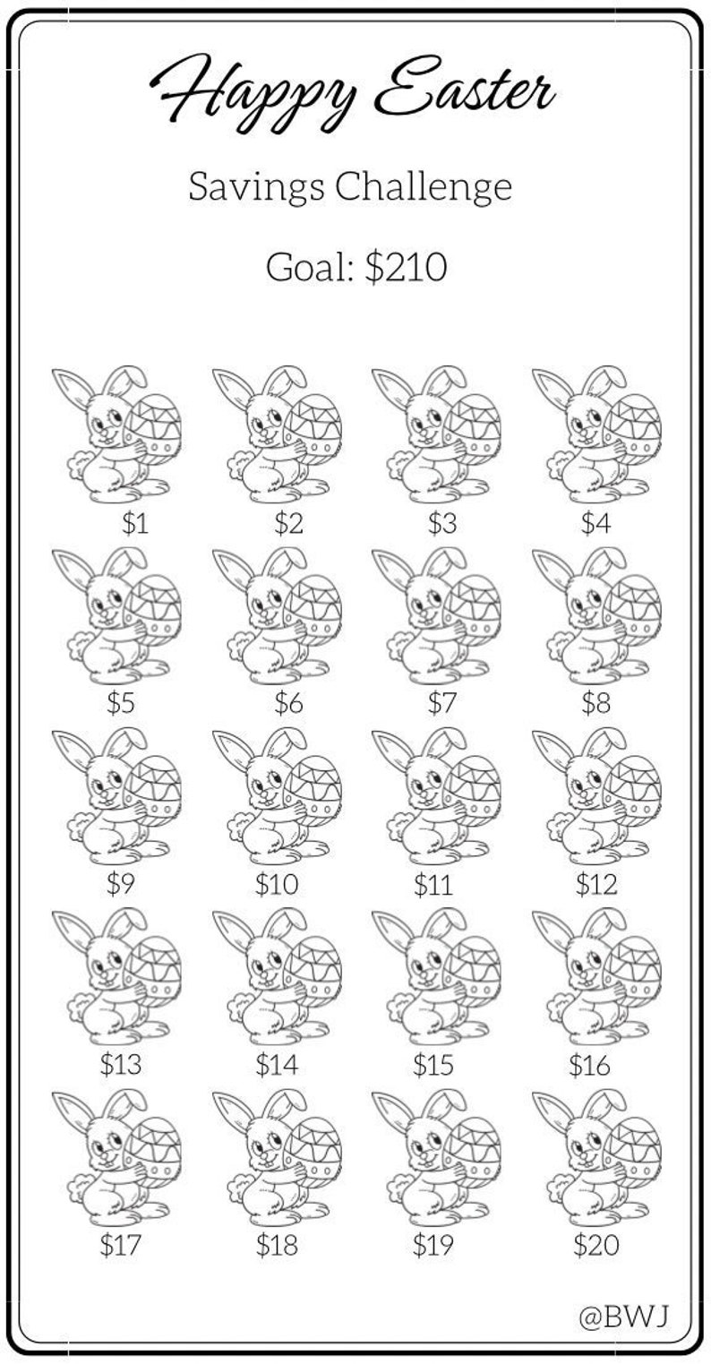 Mini Savings Challenge Easter Savings Save 210 Dollars - Etsy