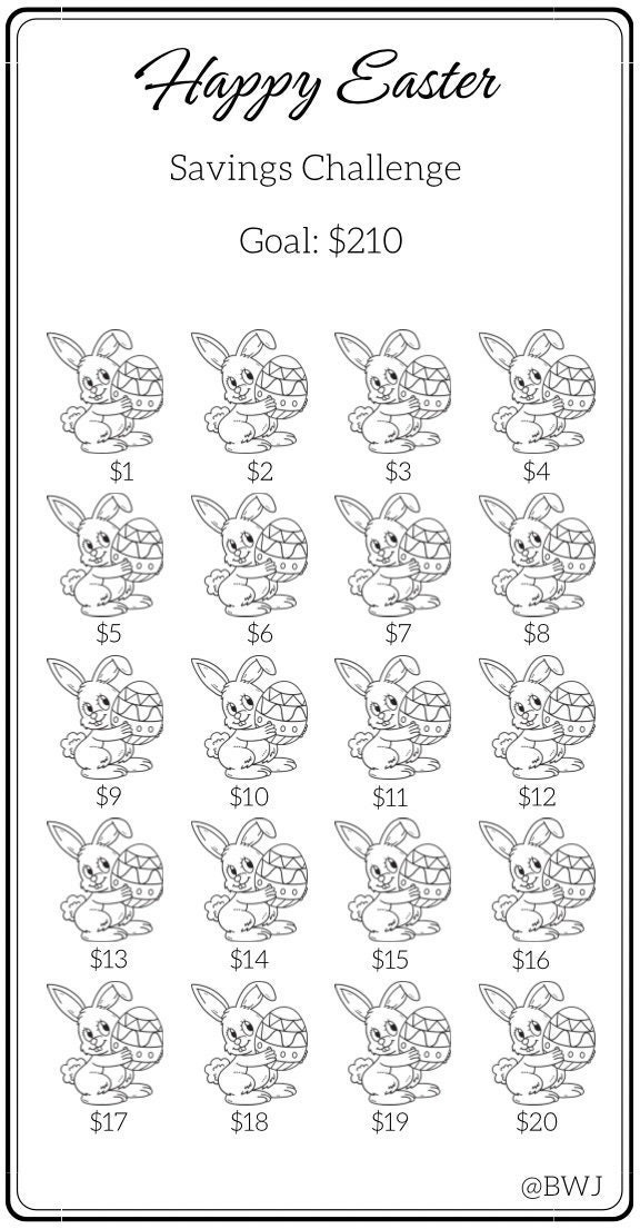 Mini Savings Challenge Easter Savings Save 210 Dollars - Etsy